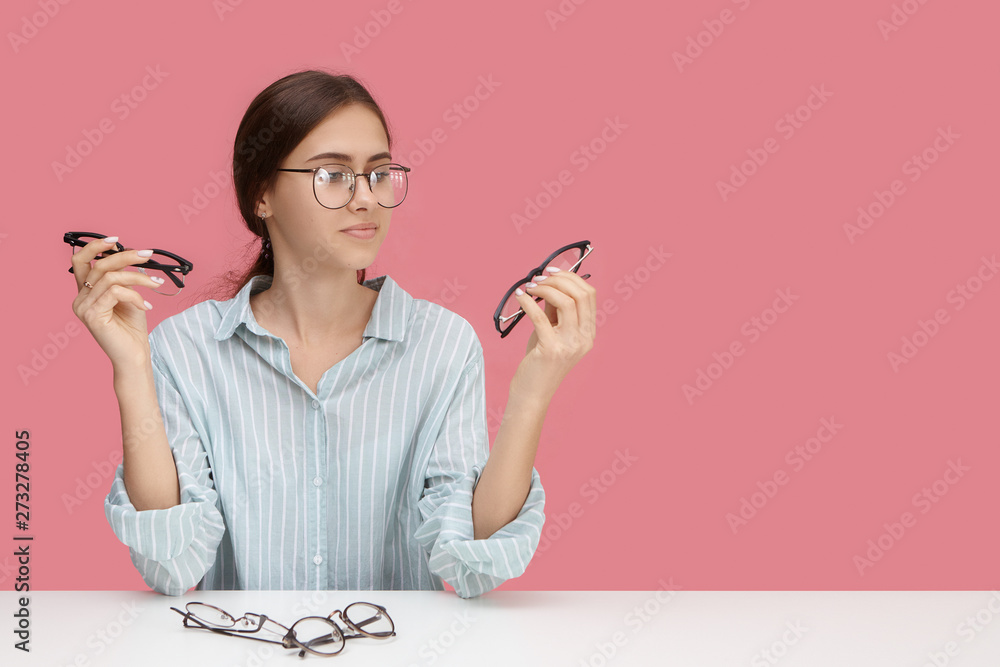 Vision, optics, eyesight, myopia, people and eyewear concept. Picture ...