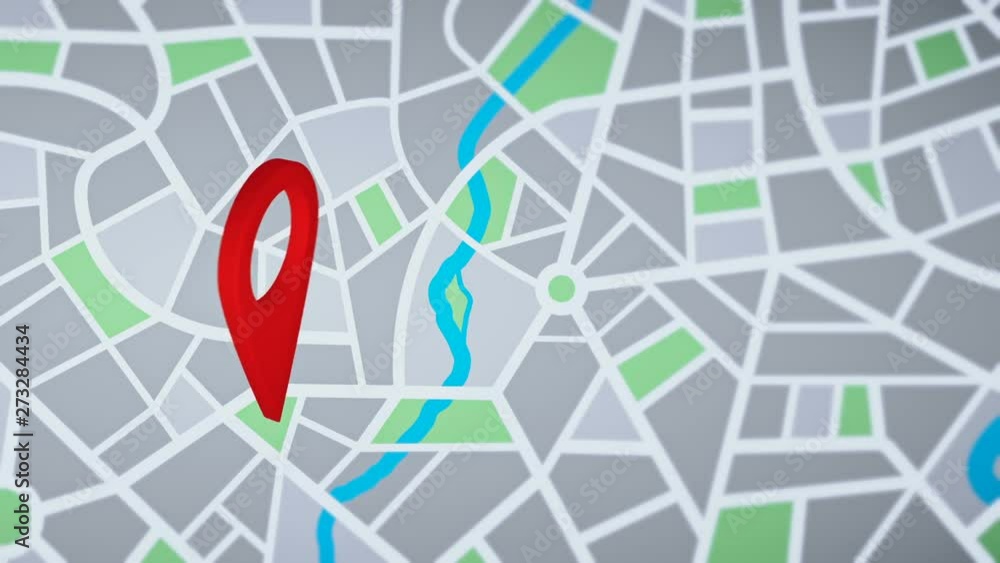 Map pin sign location icon, rotating red pinpoint on the map ...