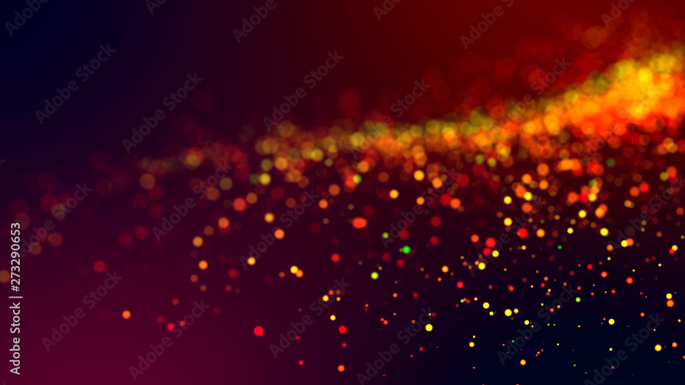 cloud of multicolored particles in the air like sparkles on a dark ...