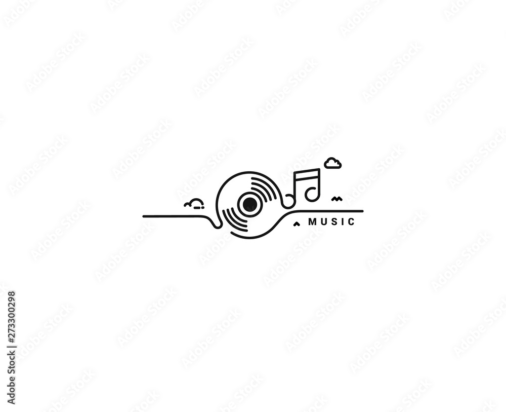 Music notes banner design, Flat Line art vector illustration. Stock ...