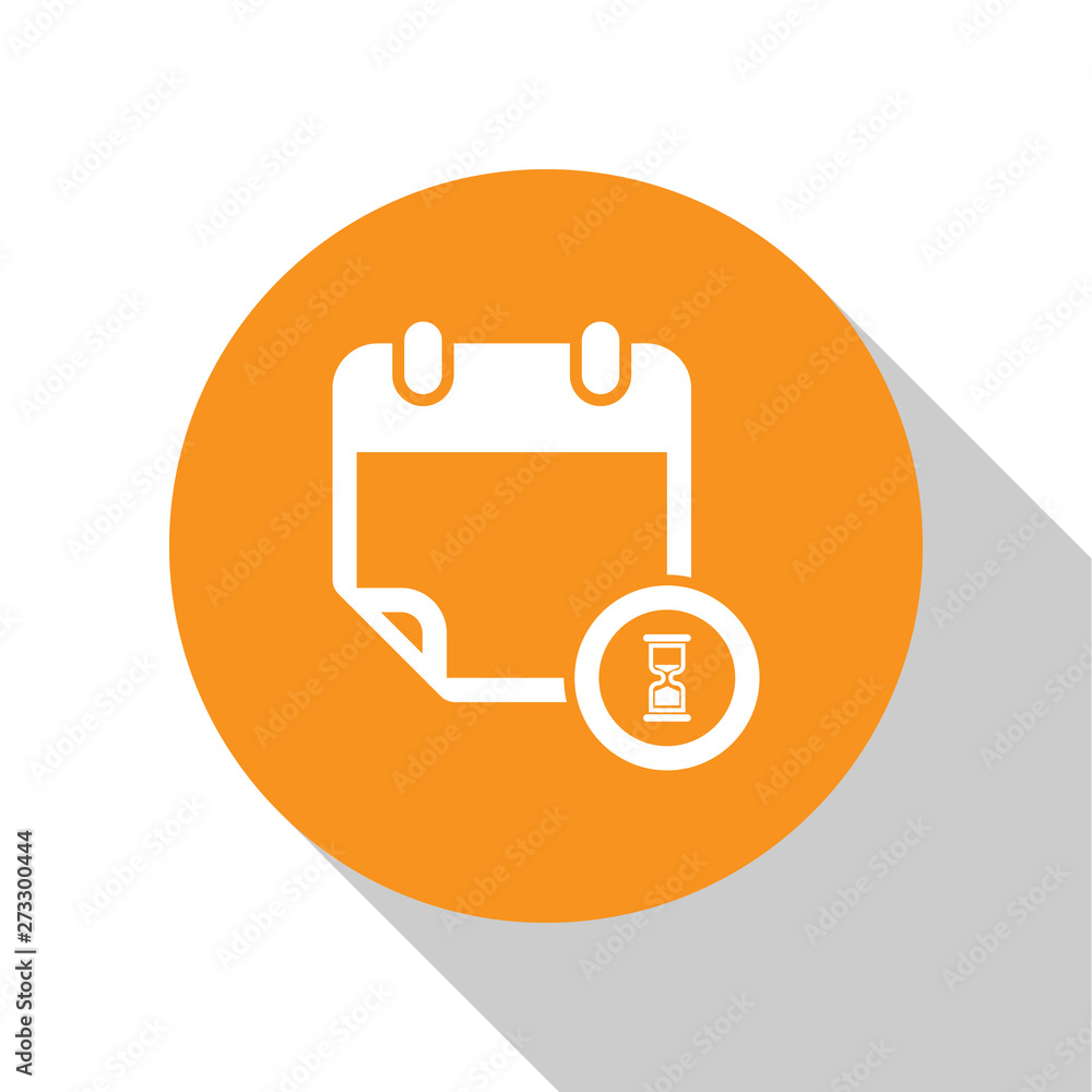 White Calendar and clock icon isolated on white background. Schedule ...