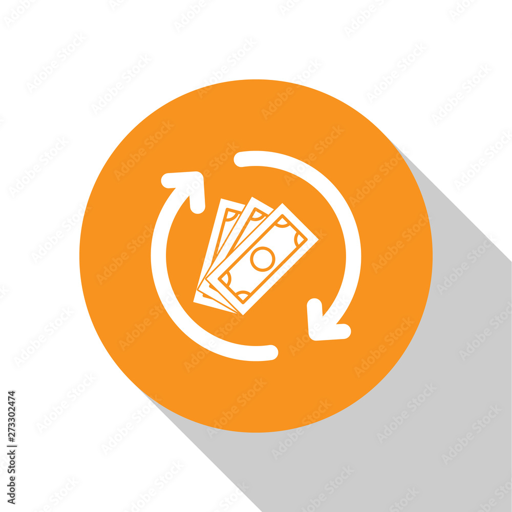 White Refund money icon isolated on white background. Financial ...