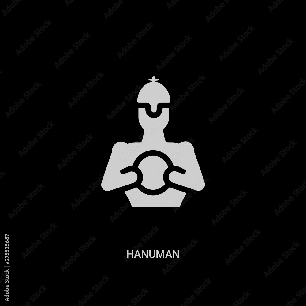 white hanuman vector icon on black background. modern flat hanuman from ...