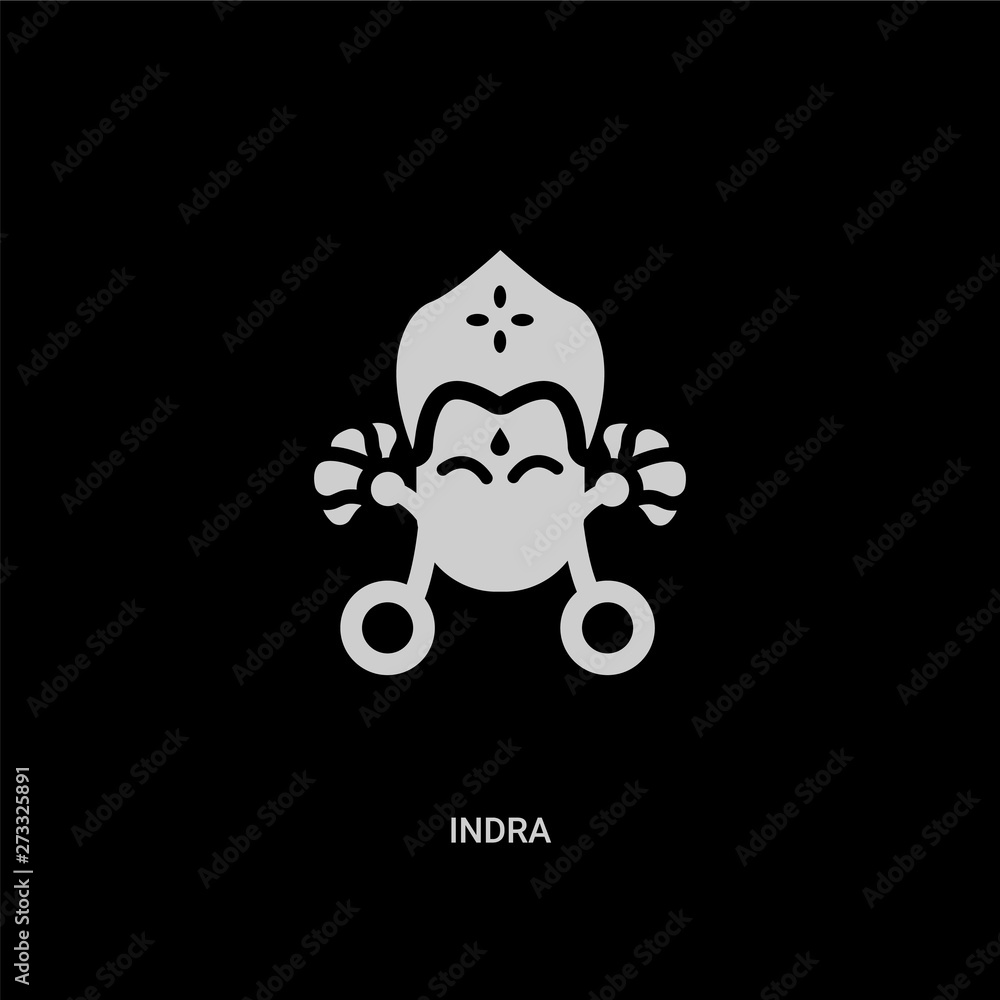 white indra vector icon on black background. modern flat indra from ...