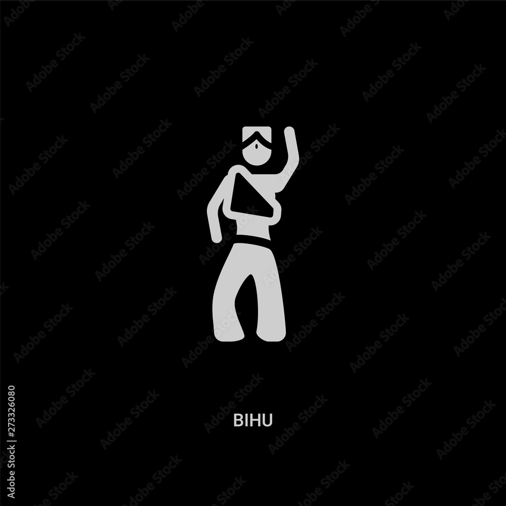 white bihu vector icon on black background. modern flat bihu from india ...