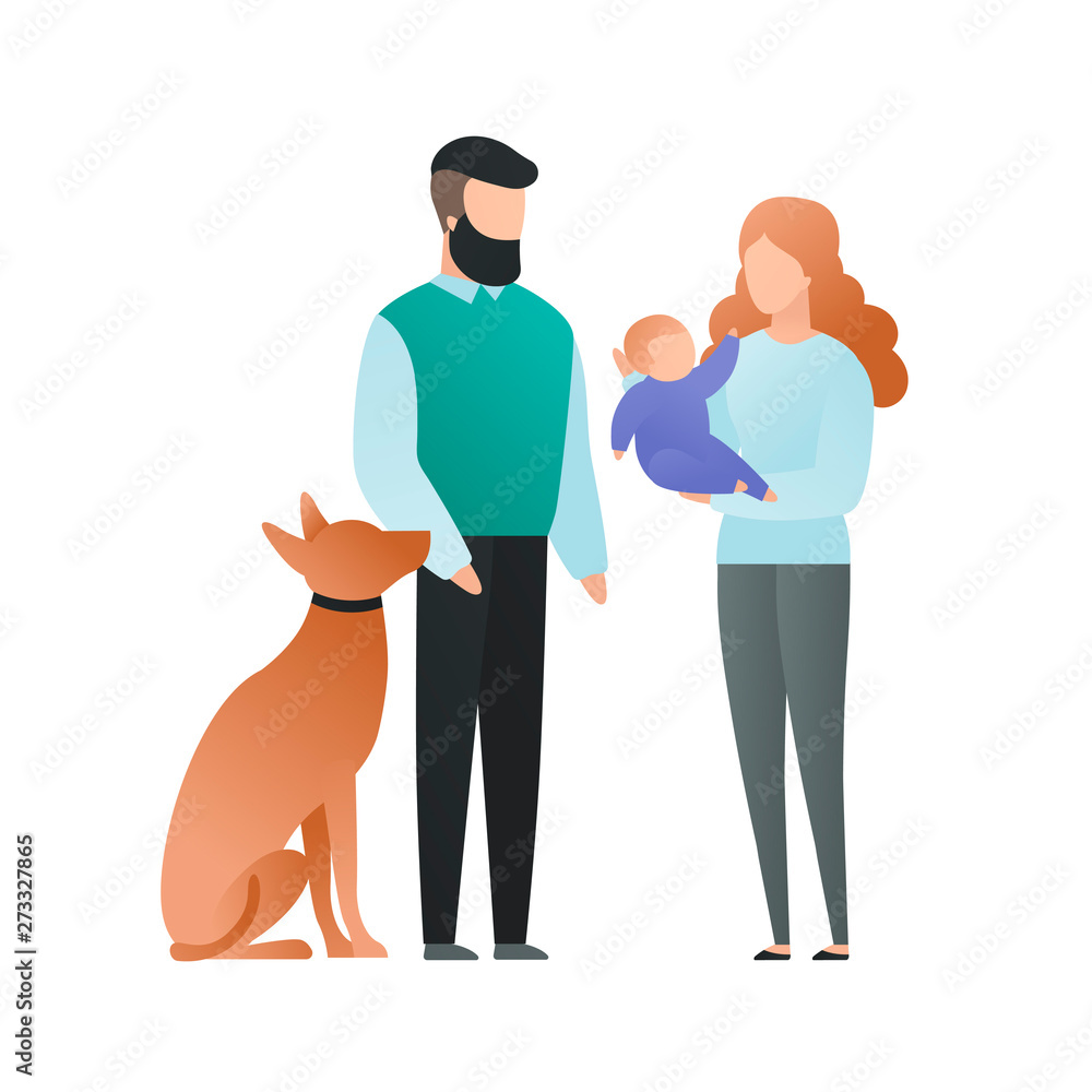 Trendy flat family character vector cartoon illustration. Set of ...