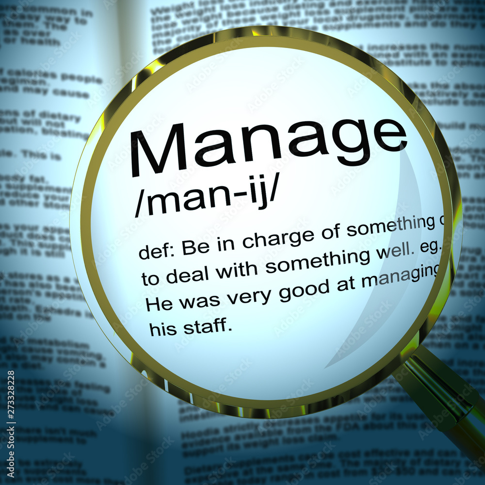 Manage concept icon means supervising and overseeing an operation - 3d ...