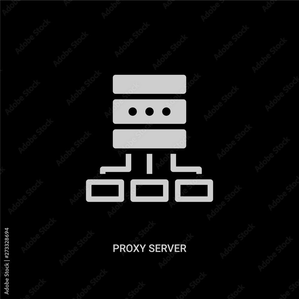 white proxy server vector icon on black background. modern flat proxy ...