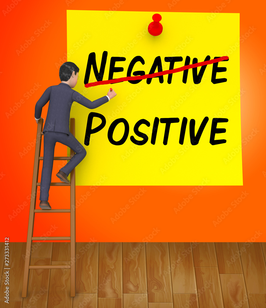 Positive Vs Negative Note Depicting Reflective State Of Mind 3d positive-vs-negative-note-depicting-reflective-state-of-mind-3d