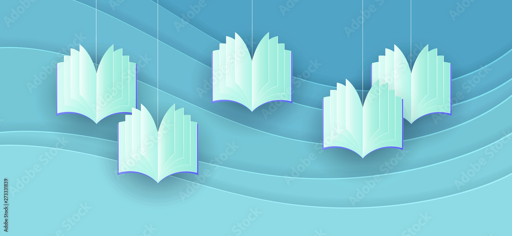 Vector school paper cut out banner template. Modern style cutted 3d ...