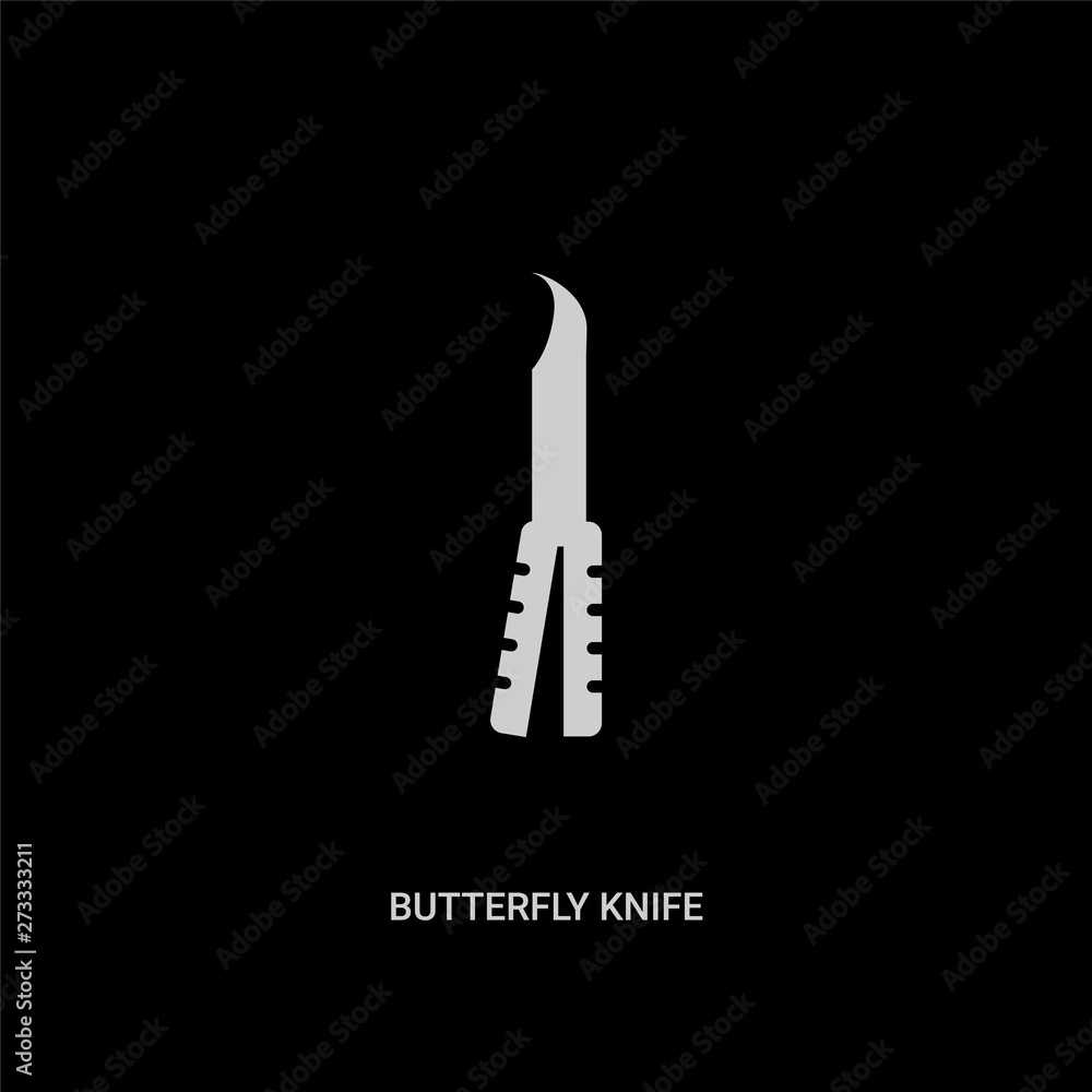 white butterfly knife vector icon on black background. modern flat ...