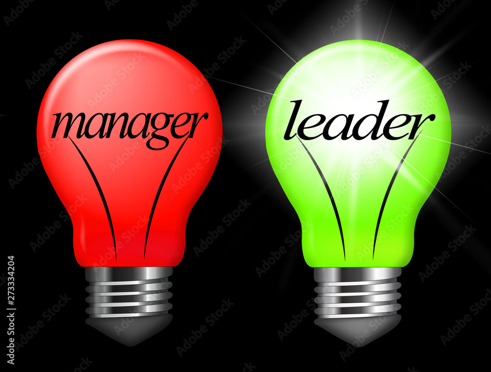 Leader Vs Manager Lights Demonstrates Managing Versus Leading - 3d ...