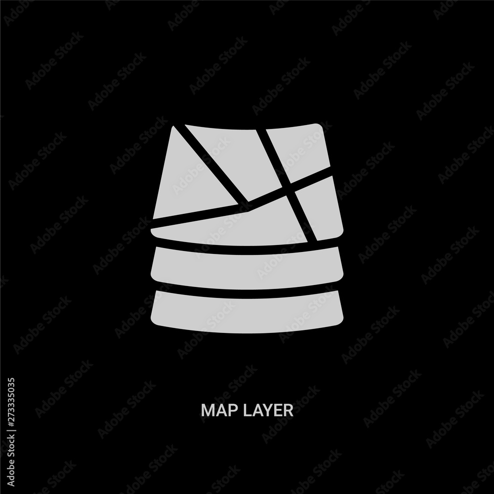 Vecteur Stock white map layer vector icon on black background. modern ...