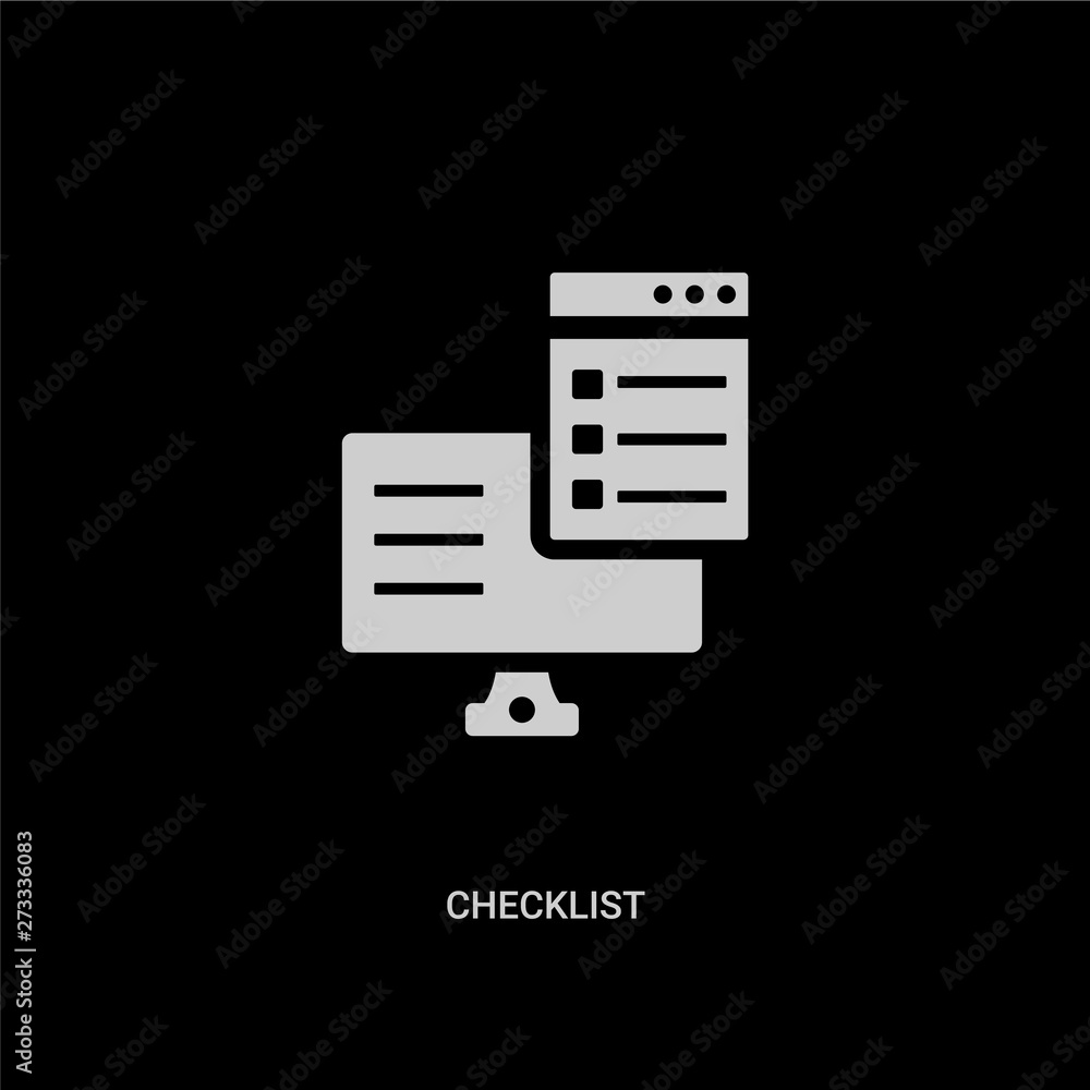 white checklist vector icon on black background. modern flat checklist ...