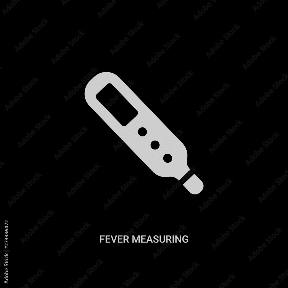 white fever measuring vector icon on black background. modern flat ...