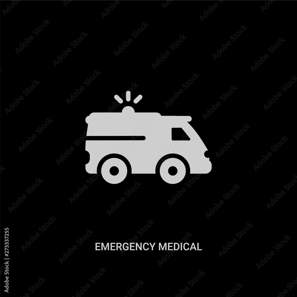 white emergency medical vehicle vector icon on black background. modern ...