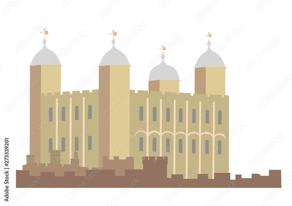 The Tower of London,isolated on white,flat design.For websites and ...