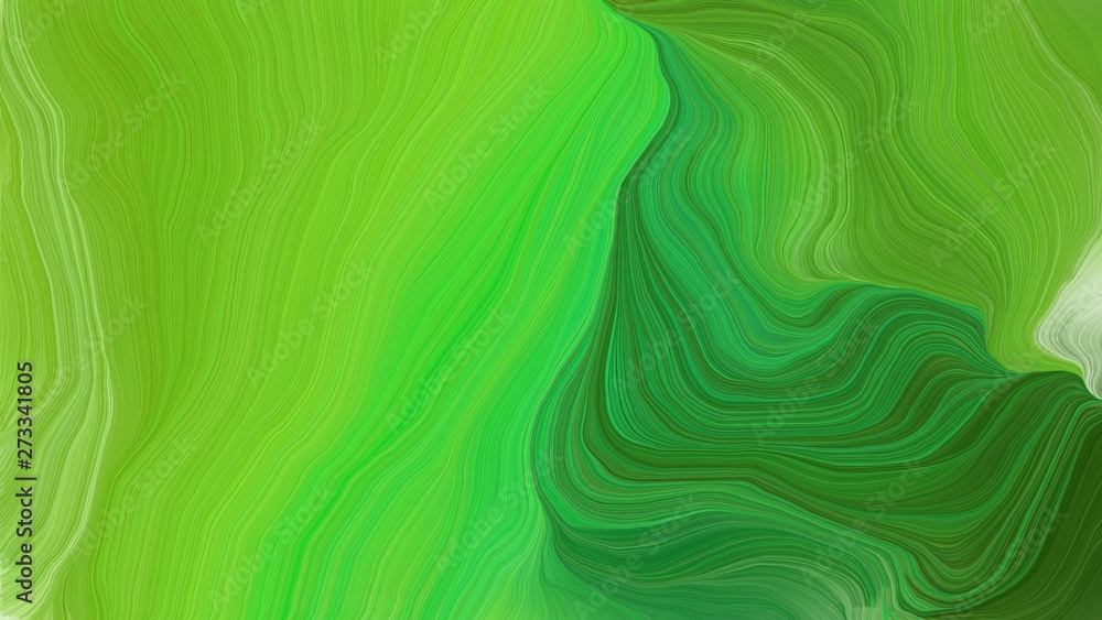 moderate green, forest green and light green colored and curved lines ...