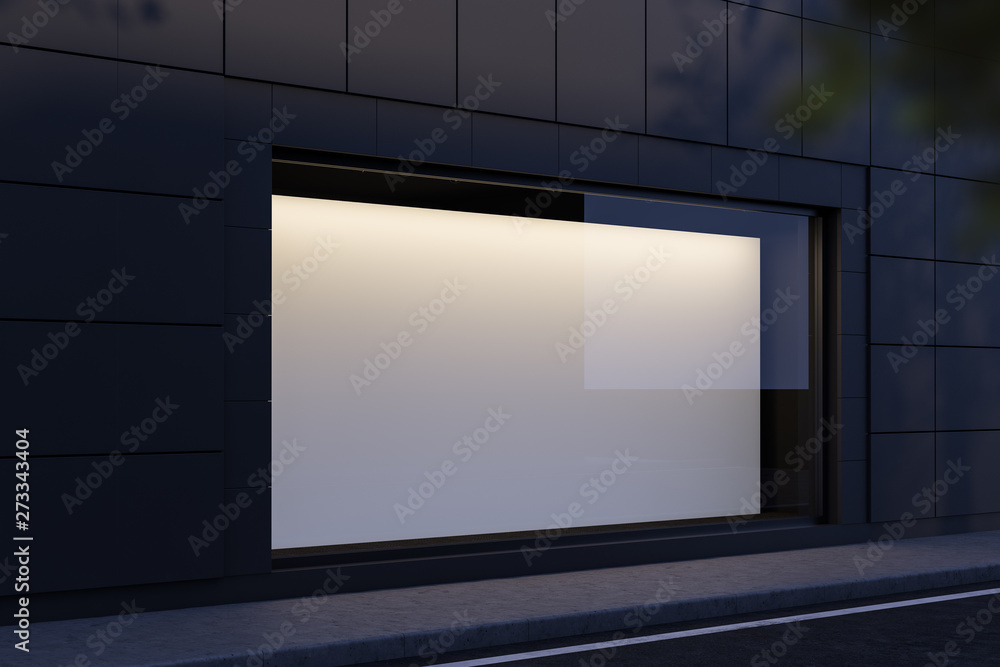 Poster Horizontal mock up banner in shop window side view – Wall Art ...