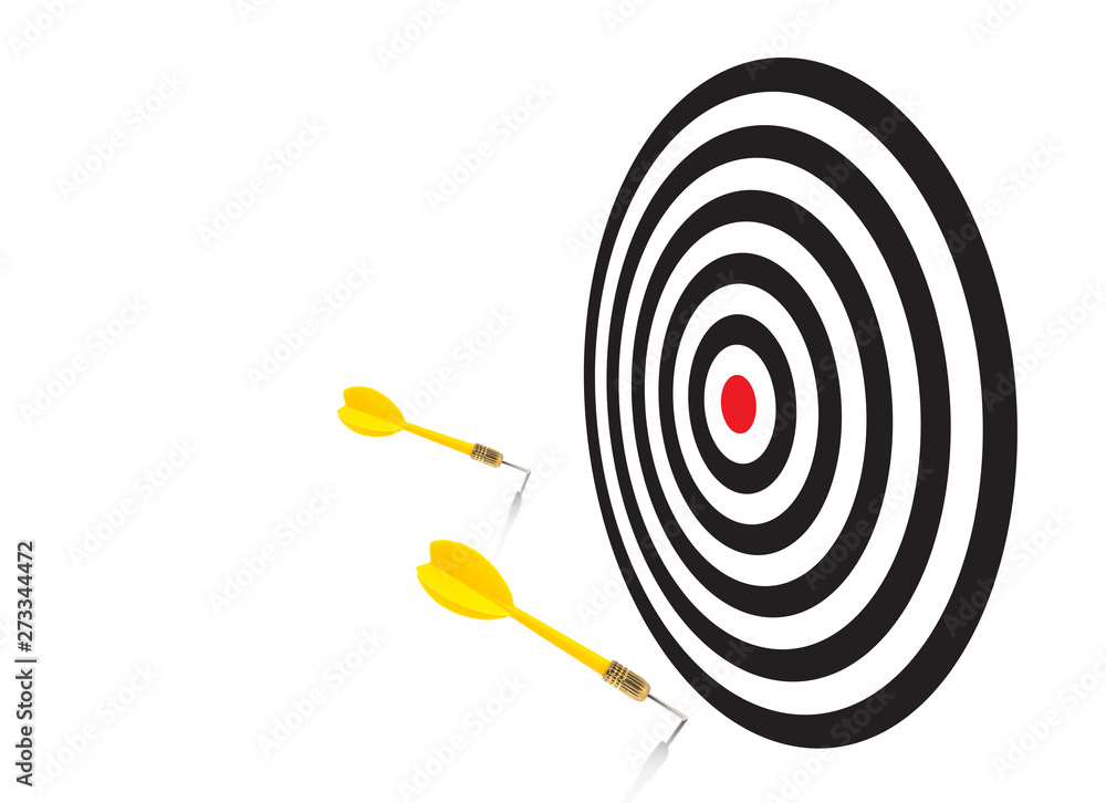 Yellow darts missed the target and hit on the white space bacground ...