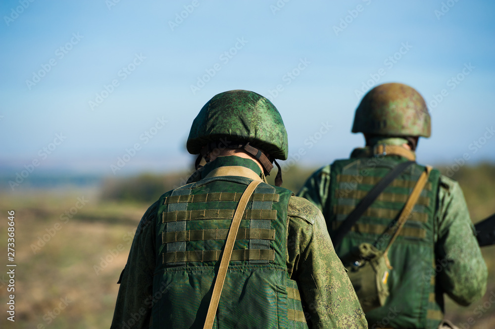 Russian special forces soldiers with weapon take part in military ...