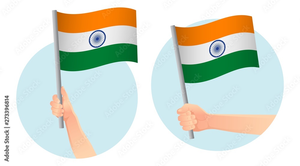 India flag in hand icon Stock Vector | Adobe Stock
