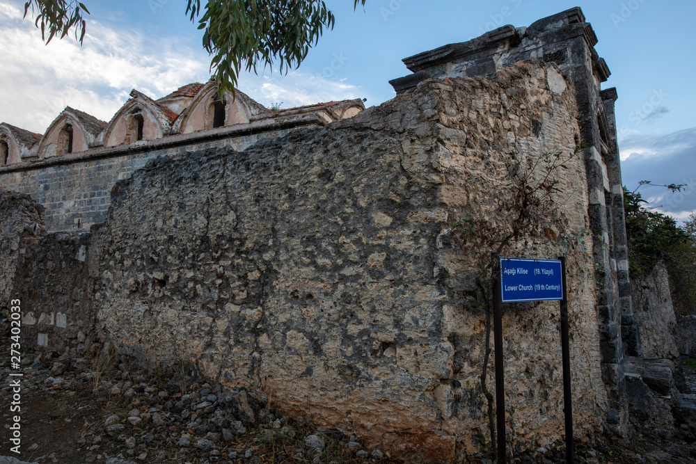 Historical Lycian village of Kayakoy, Fethiye, Mugla, Turkey. Ghost ...