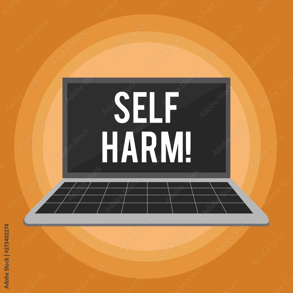Writing note showing Self Harm. Business concept for deliberate injury typically ...