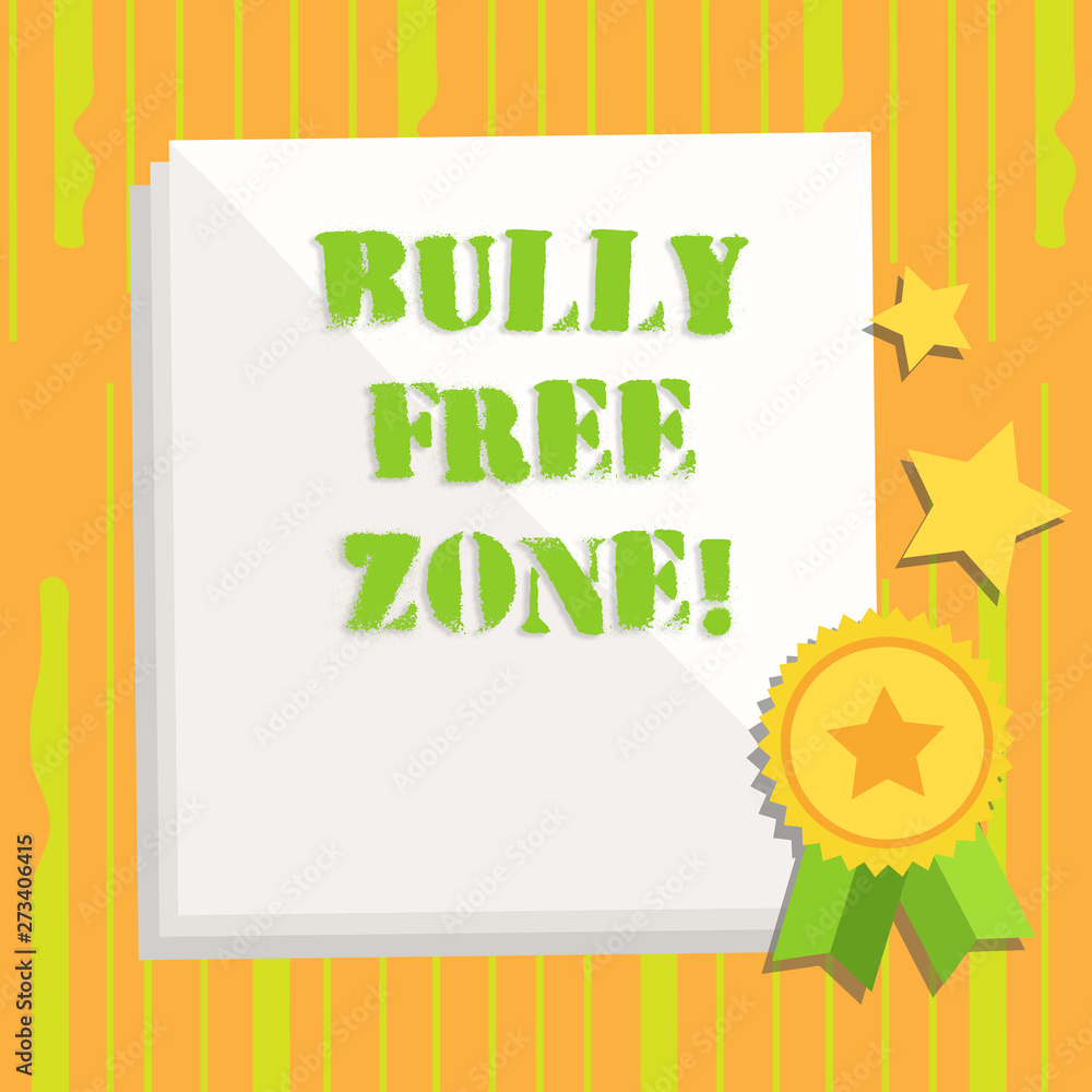 Handwriting text writing Bully Free Zone. Conceptual photo creating ...