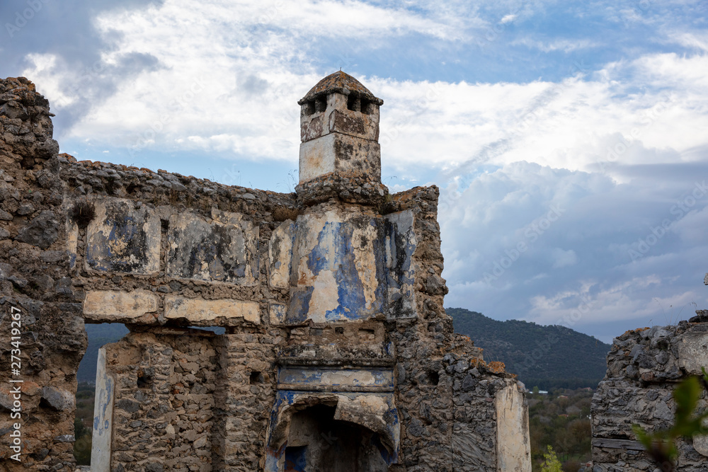 Historical Lycian village of Kayakoy, Fethiye, Mugla, Turkey. Ghost ...