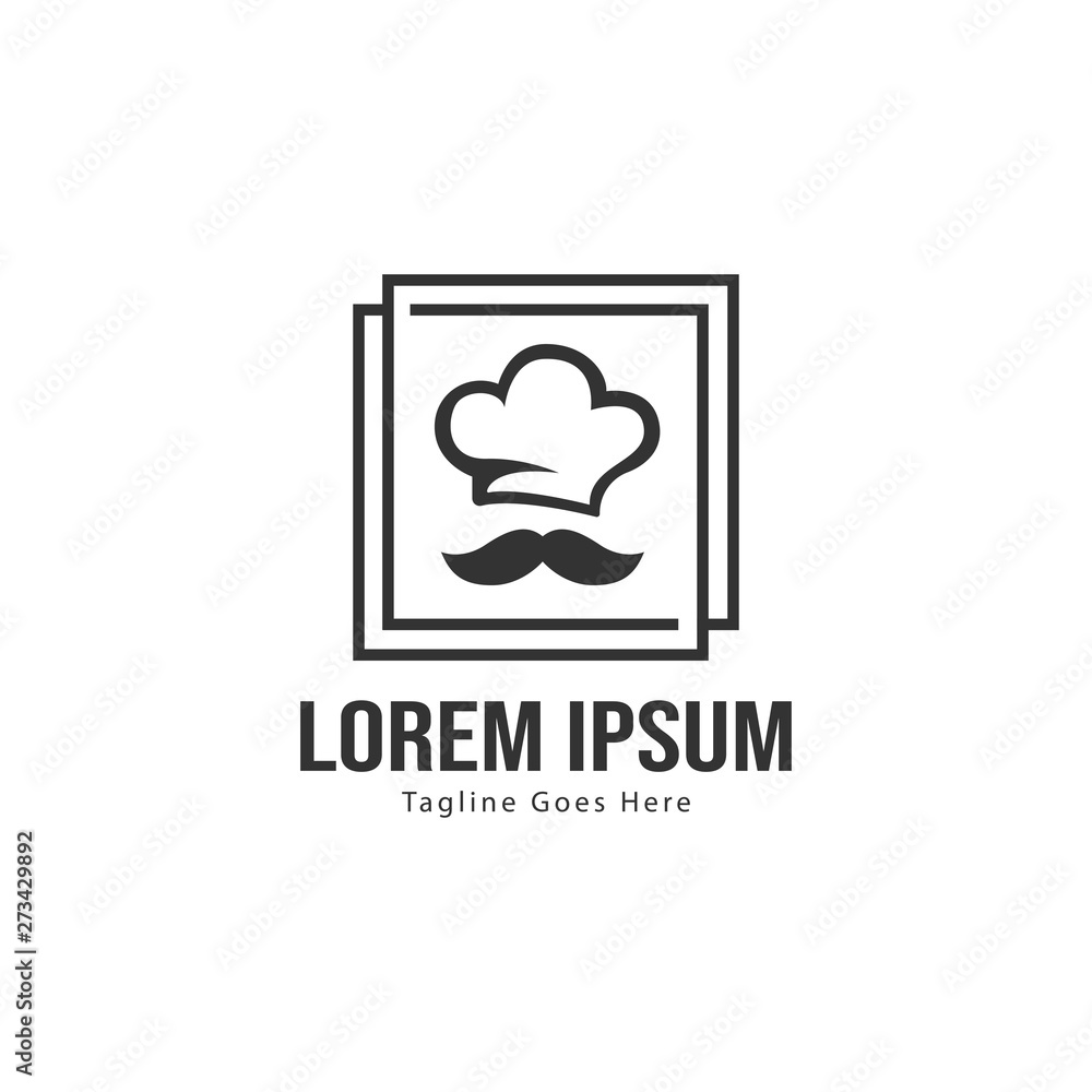 Chef logo template design with frame. minimalist Chef logo vector ...