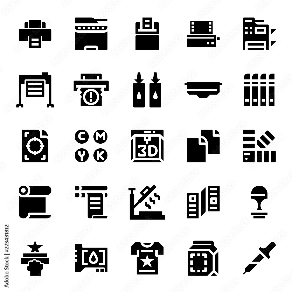 Printer and plotter solid icons Stock Vector | Adobe Stock