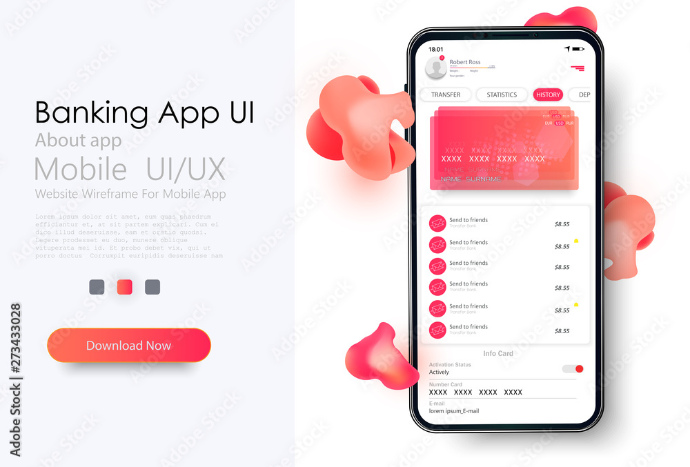 Online Banking Mobile Apps UI, UX, GUI set with wallet, shopping, my ...