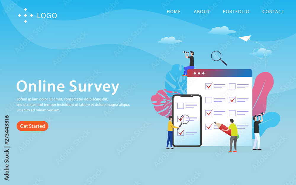 online survey, website template, vector layered, easy to edit and ...