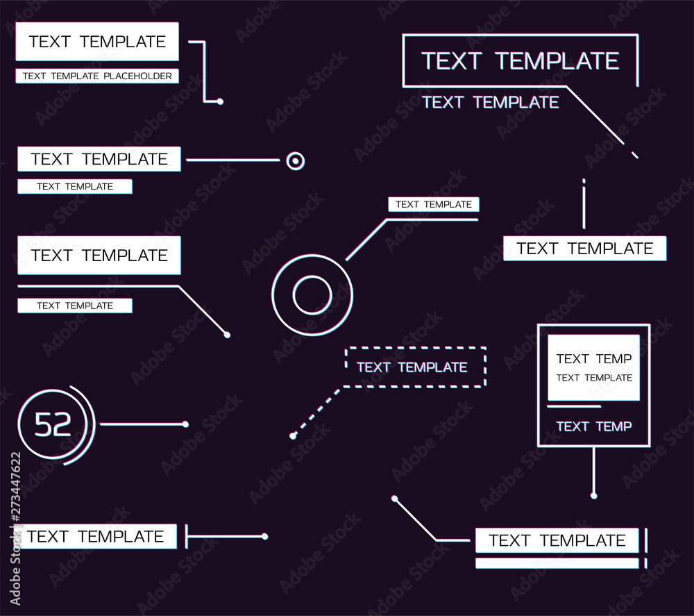 Callout info glitch box sign with distorted letters. Presentation info ...
