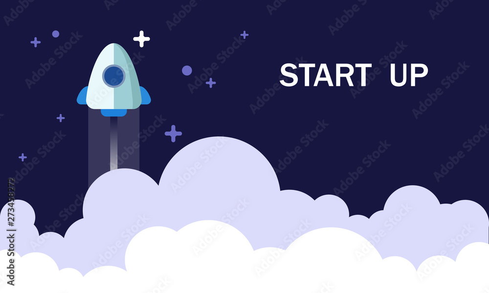 Rocket launch concept background. Rocket launch for web, landing page ...