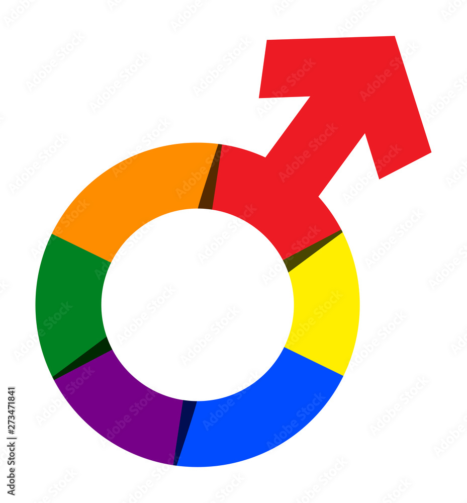 Man Symbol in Rainbow Color Illustration. Vector Rainbow Male Gender ...
