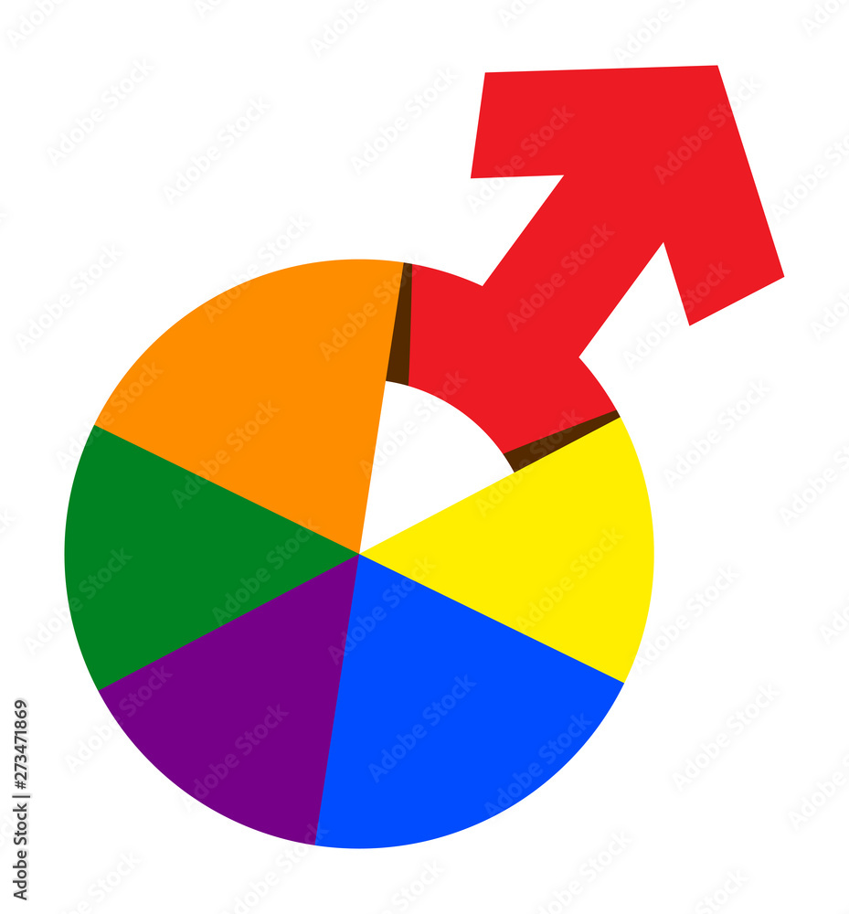 Man Symbol in Rainbow Color Illustration. Vector Rainbow Male Gender ...