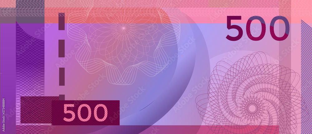 Voucher banknote 500 template with guilloche pattern watermarks and ...