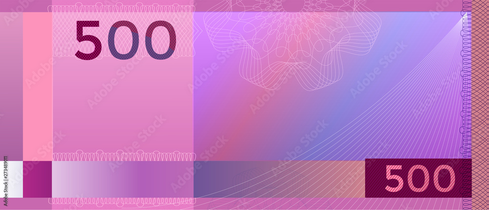 Voucher banknote 500 template with guilloche pattern watermarks and ...
