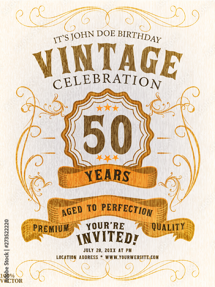 Retro Vintage event invitation card poster or banner with vintage ...