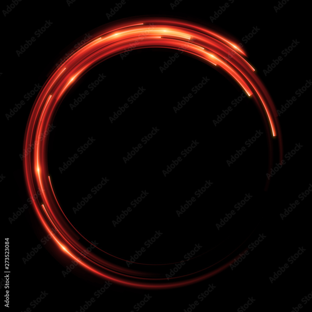 Dynamic lights circle shape on dark background. Bright luminous glowing ...