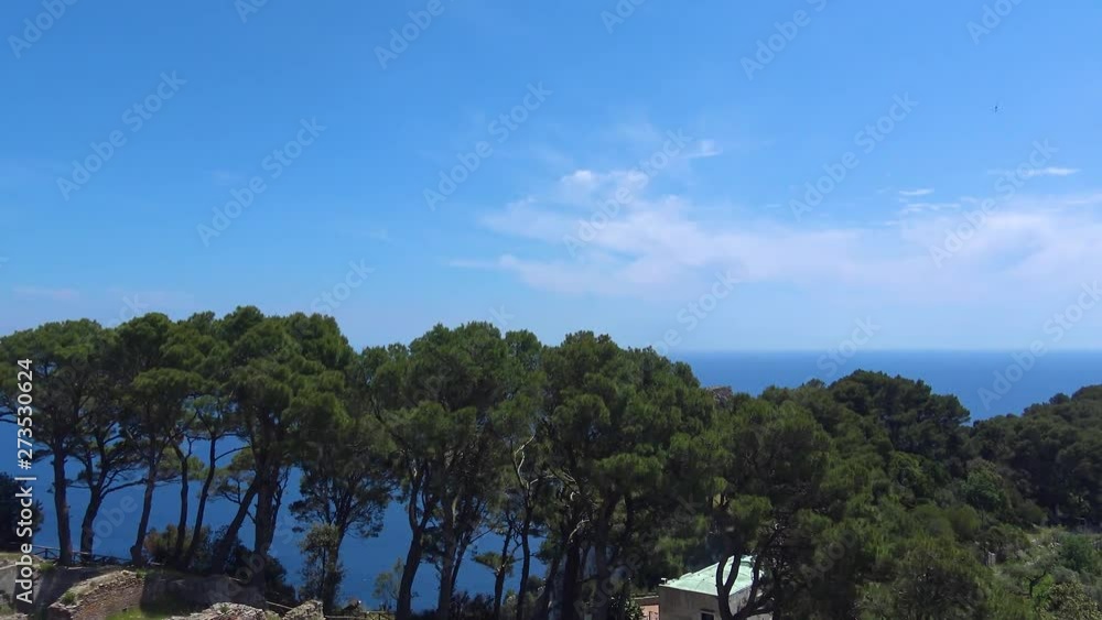 Italy, Capri, view of the remains of the Jovis villa of Tiberius ...