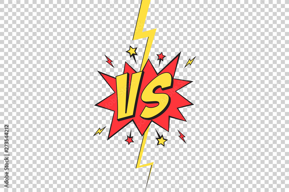 VS frame. Versus pop art design on transparent background, comic with ...