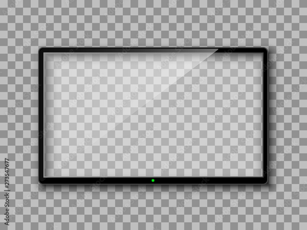 Realistic TV screen. Empty TV frame transparent background. Modern ...