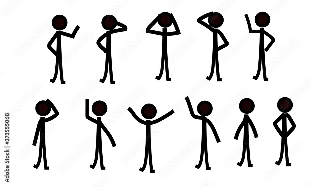 sticks man in for different poses for animation style Stock Vector ...