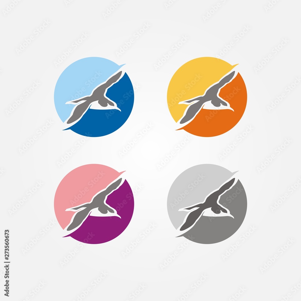 Set of shearwater logo concept in round shape Stock Vector | Adobe Stock