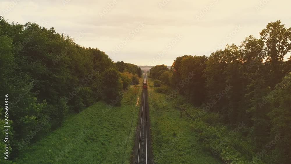 Freight train carries an electric locomotive by two-sided winding ...