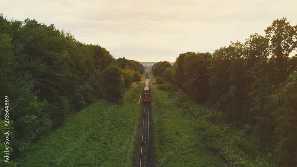 Freight train carries an electric locomotive by two-sided winding ...