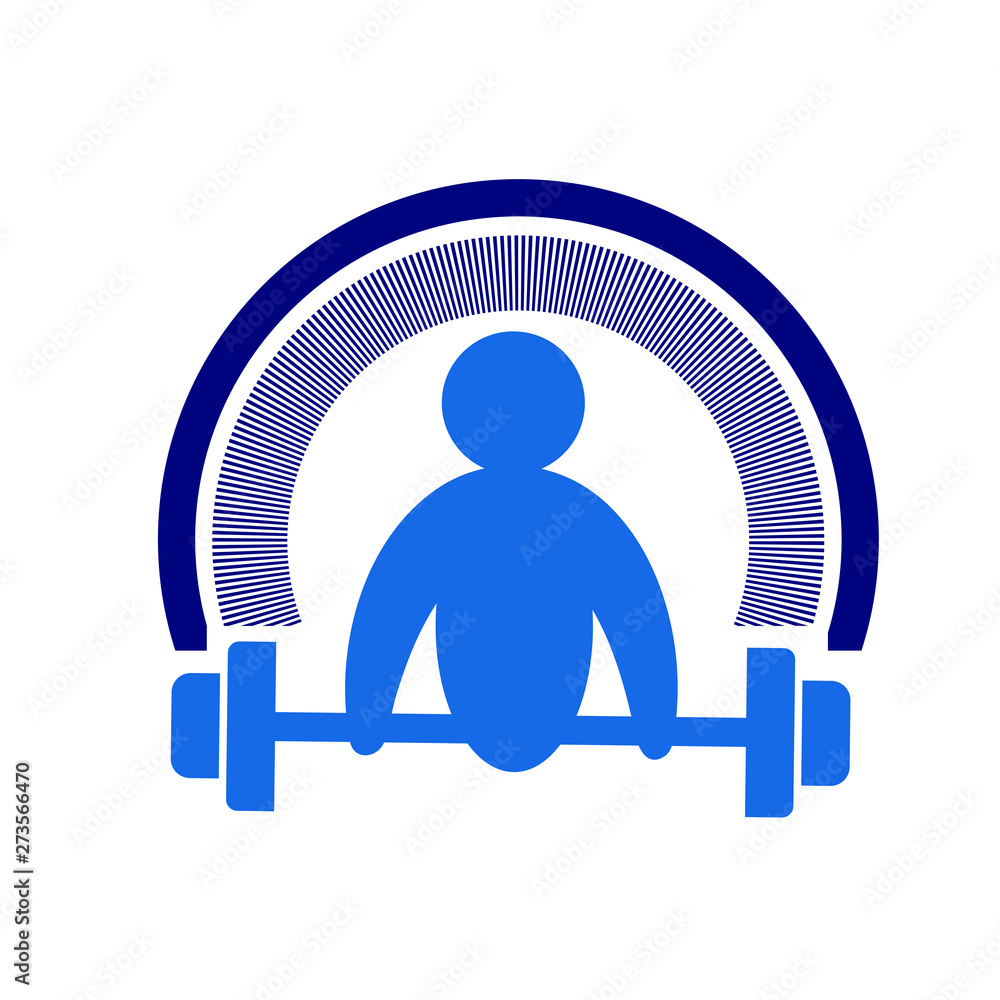 abstract circle human with barble fitness gym logo icon design ...
